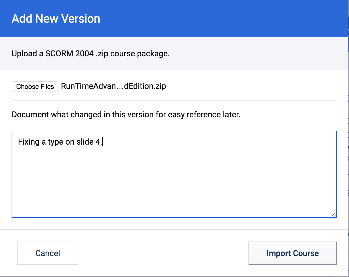 Content Controller Creating A New Version Of A Course Rustici Software Knowledge Base