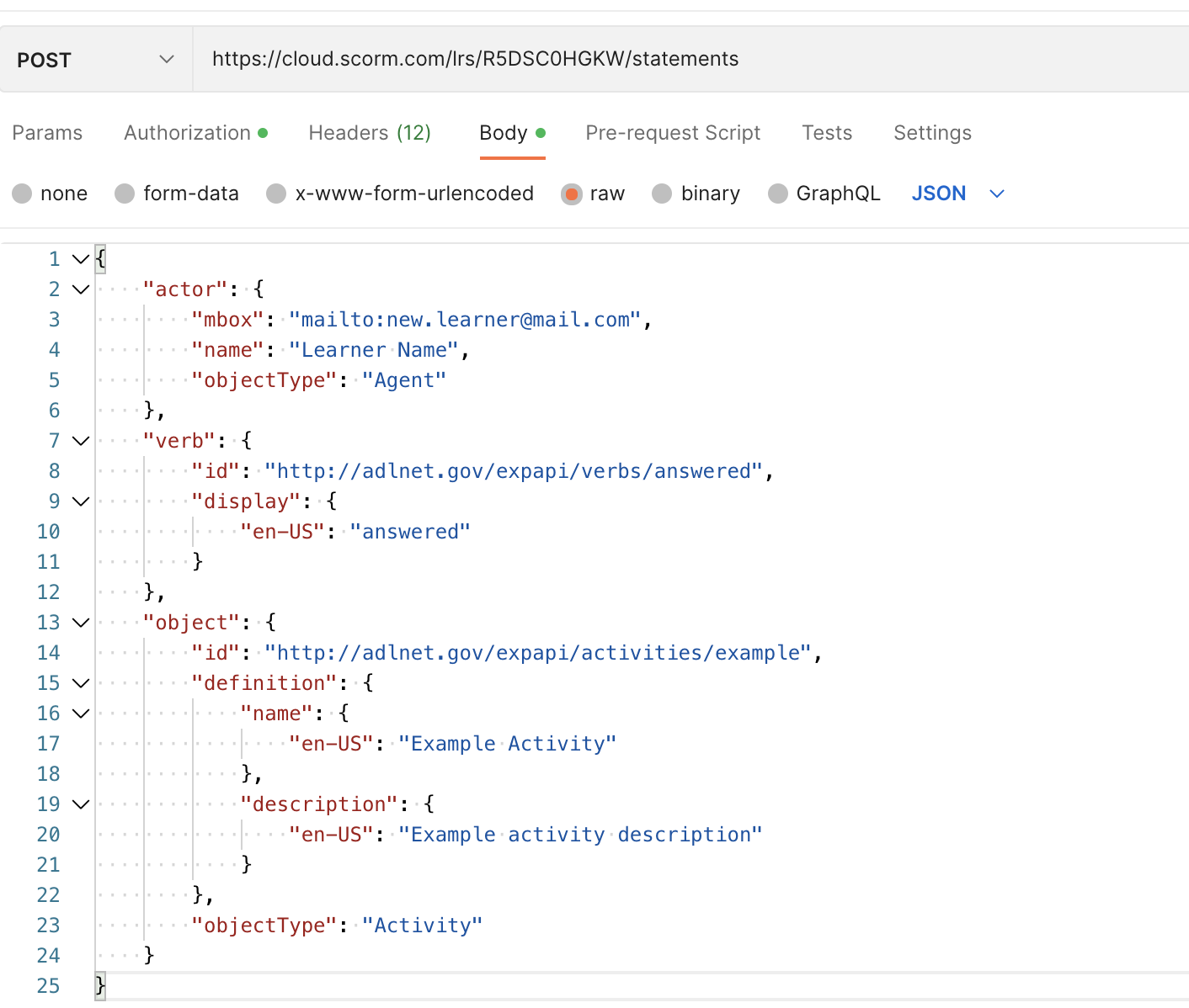 How Do I Send An Xapi Statement To Scorm Cloud Using Postman Rustici Software Knowledge Base